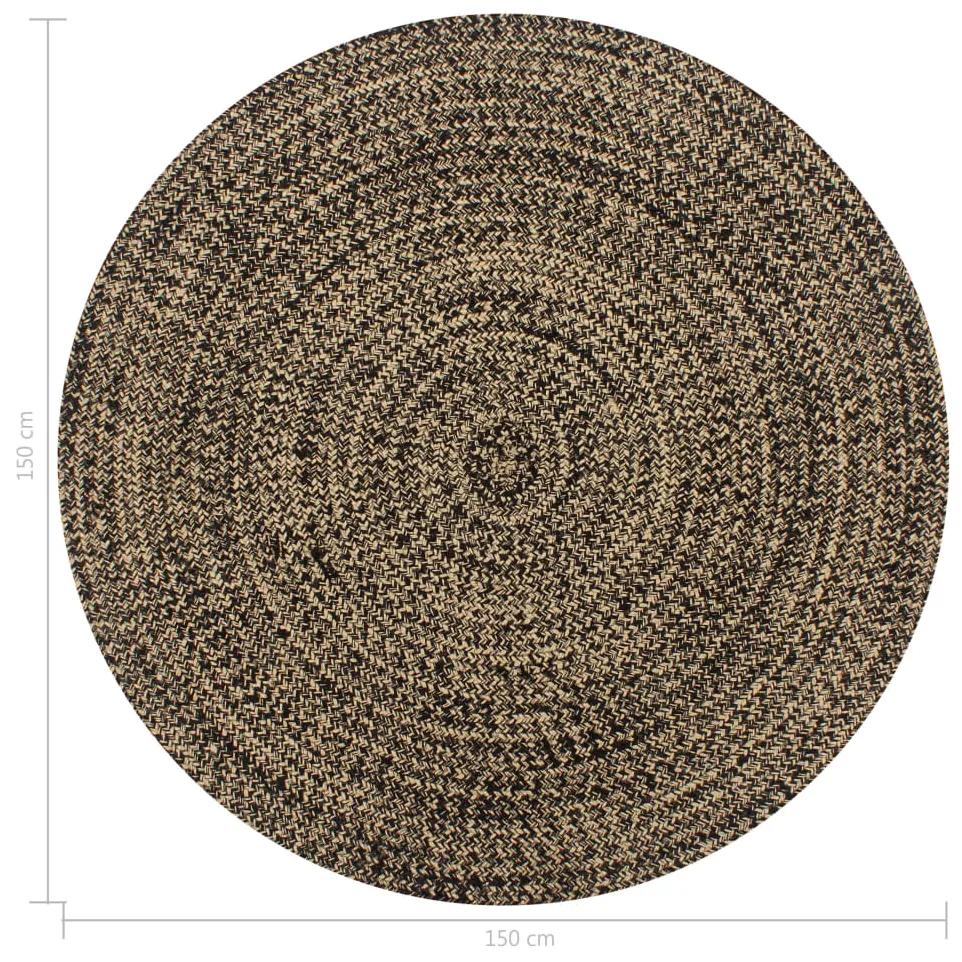 Ručně vyráběný koberec juta - černý a přírodní | 150 cm