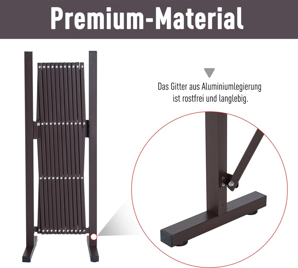 Outsunny nůžková mřížová brána, výsuvná 35-300 cm, ideální pro zahradu, hliník, hnědá, H103,5 cm| Aosom