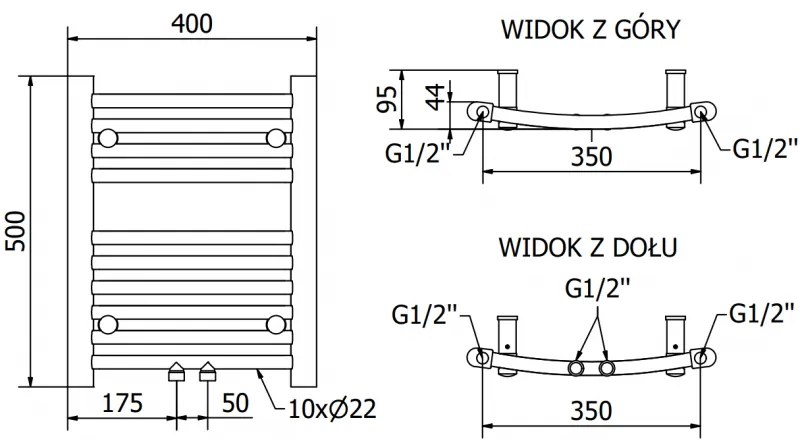 Mexen Ares, elektrické topné těleso 500 x 400 mm, 300 W, chromová, W102-0500-400-2300-01