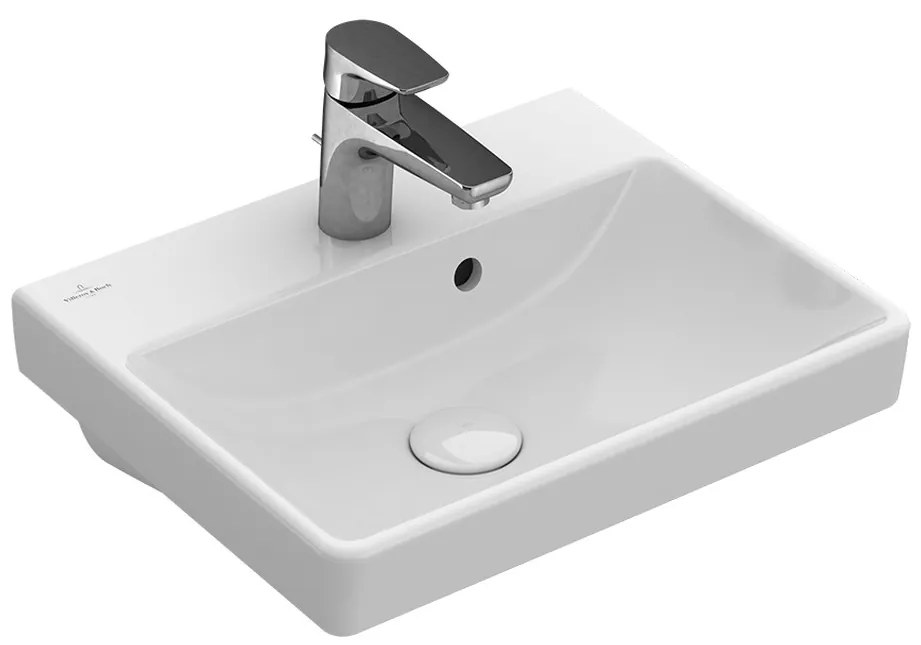 VILLEROY & BOCH Villeroy Boch AVENTO: umývátko 450x370mm pro 1-otvorovou baterii, bílá Alpin, 73584501