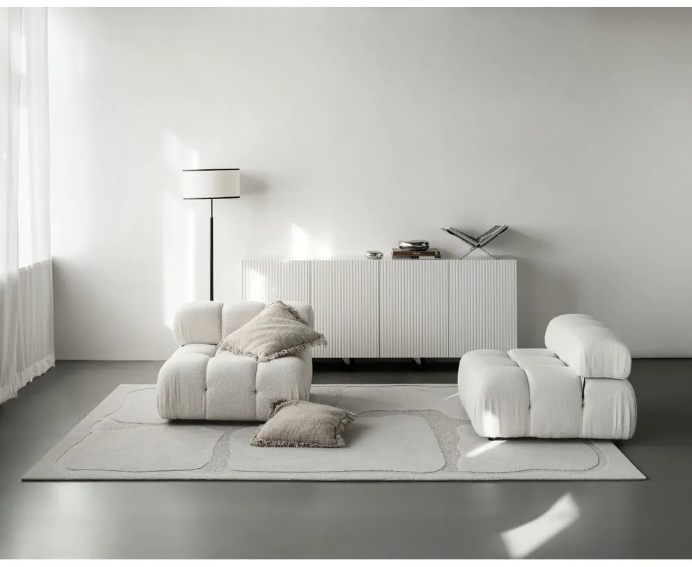 Světle šedý vlněný koberec 160x230 cm Morphic Organica – Agnella