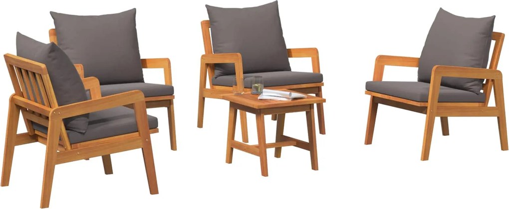 Bistro souprava 5 ks Hnědá Masivní akátové dřevo 3328612