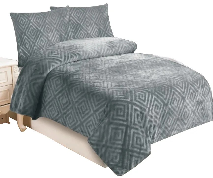 Jahu 2-dílné ložní povlečení / mikroplyš / 70 x 90 cm / 140 x 200 cm / 100% polyester / 240 g/m² / motiv aztécký / světle šedá