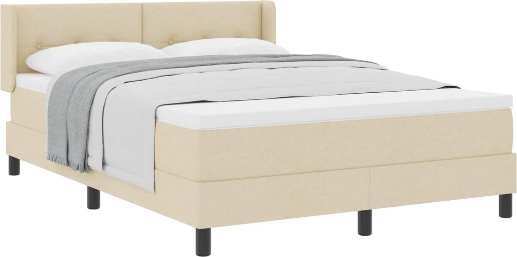 Postel s boxspringem s čelo Krémová 200 x 140 cm textil 3341109