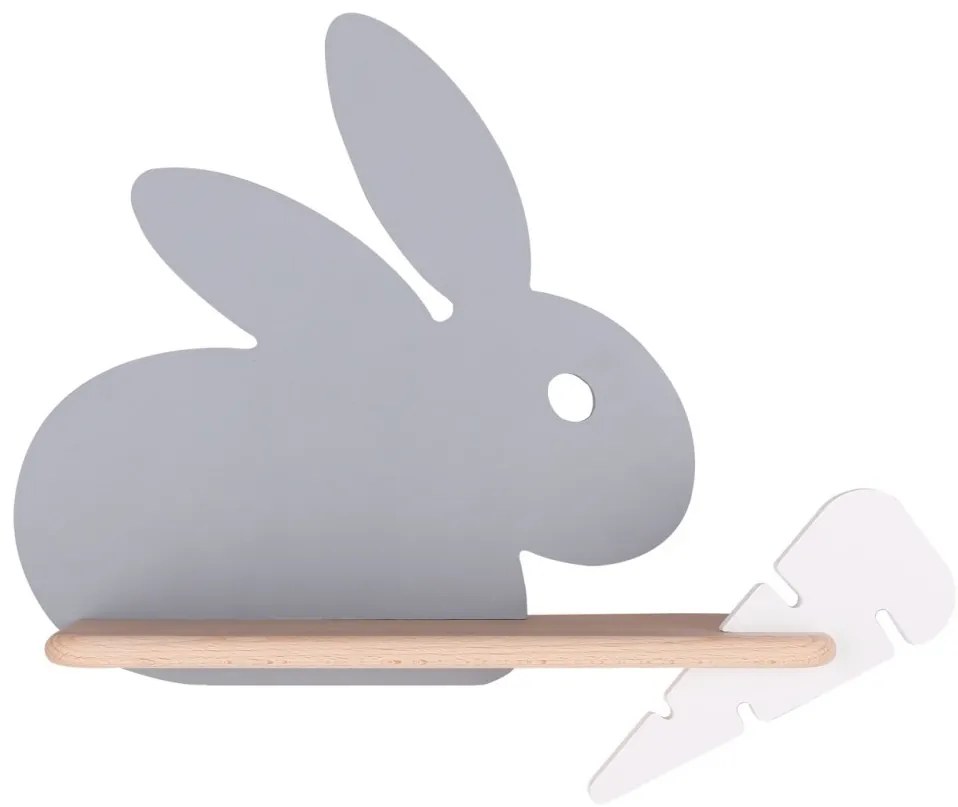 LED Dětské nástěnné svítidlo s poličkou RABBIT LED/4W/230V šedá/bílá/dřevo