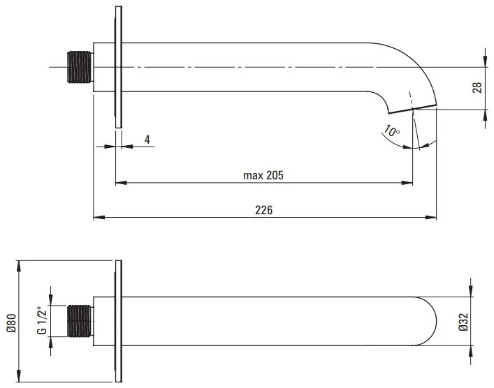 Deante Silia, vanová výlevka 226 mm, zlatá matná, DEA-NQS_R81K