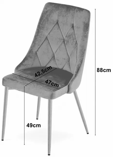 Set čtyř jídelních židlí IMOLA sametové růžové / dřevěné nohy (4 ks)