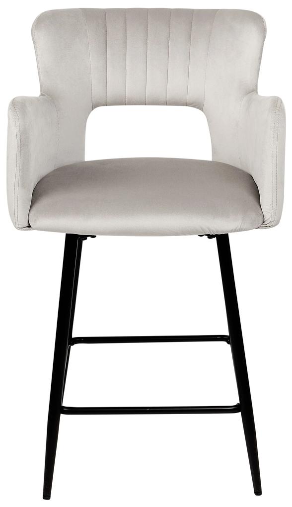 Sada 2 sametových barových židlí šedé SANILAC Beliani