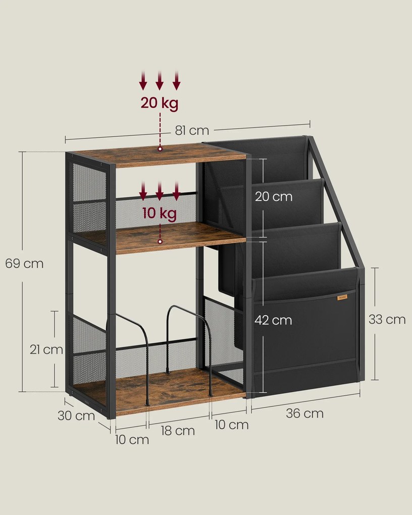 Odkládací stolek na gramofon Vasagle Garma 81 cm černý/hnědý