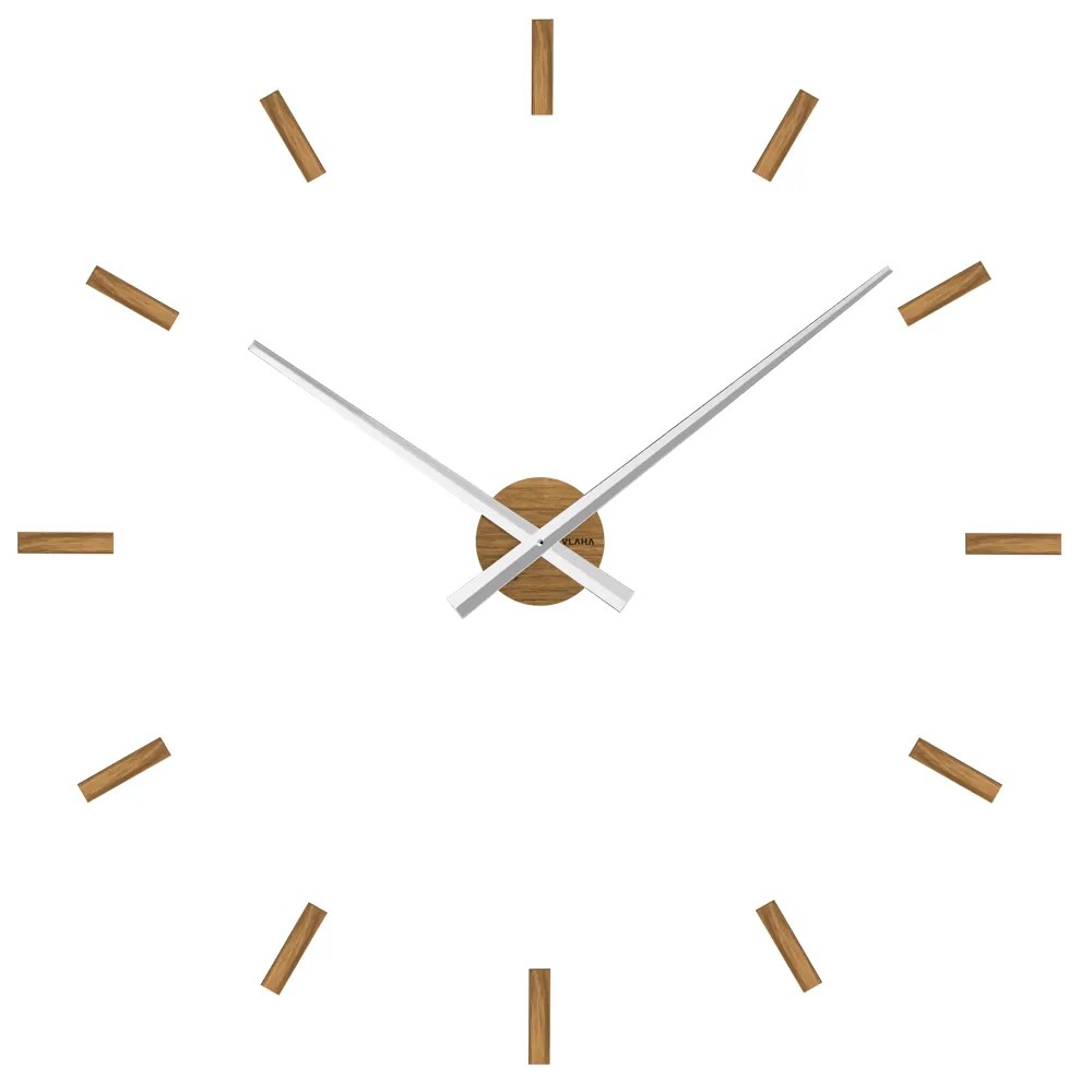 VLAHA Dubové nalepovací hodiny VLAHA MINIMAL vyrobené v Čechách se stříbrnými ručkami VCT1041