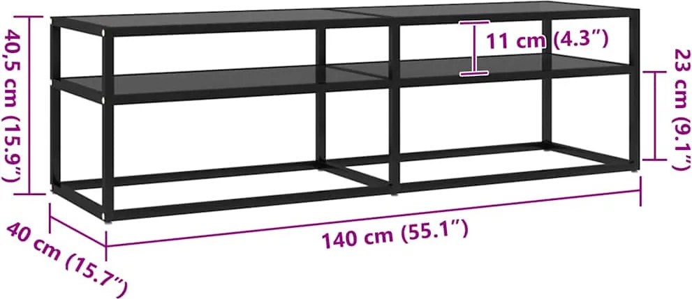 TV stolek černý 140 x 40 x 40,5 cm tvrzené sklo 331715