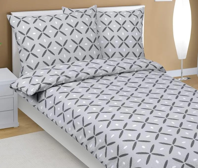 Bellatex Krepové povlečení Šedá 140x200 cm, 70x90 cm