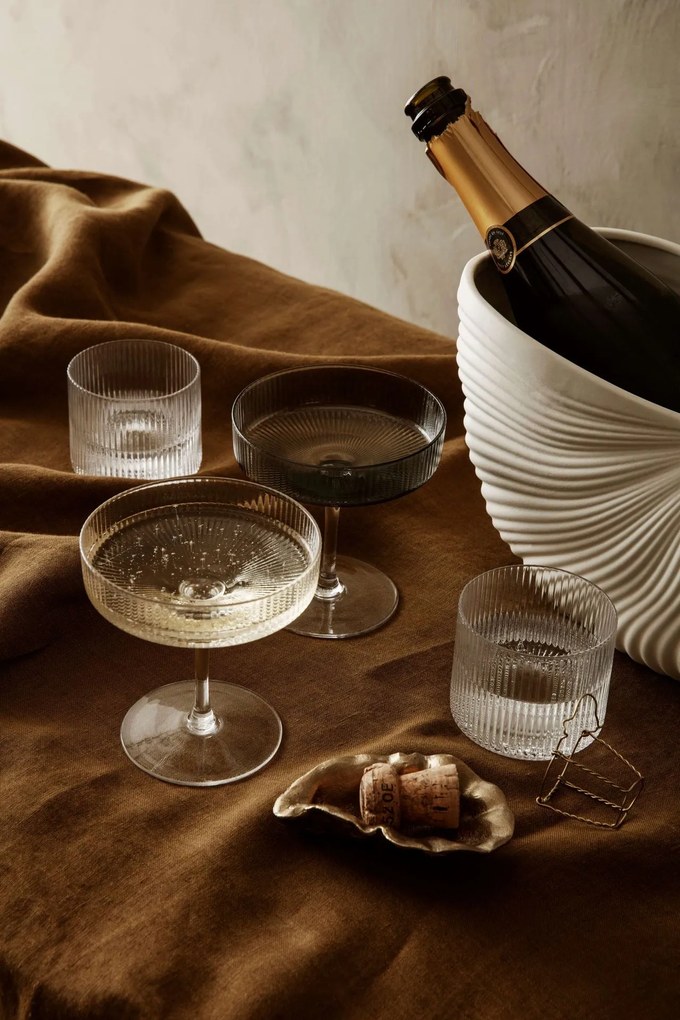 Ferm Living Skleničky Ripple Low Clear 200 ml – set 4 ks, čirá barva, sklo