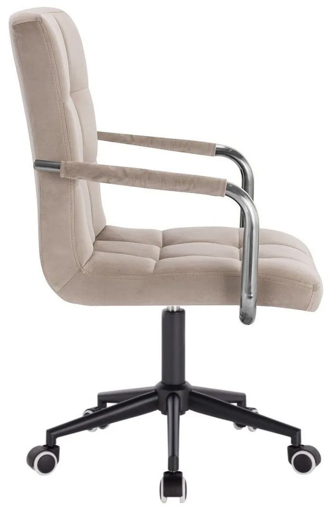LuxuryForm DESIGN Otočná židle VERONA VELUR na černé podstavě s kolečky - latte