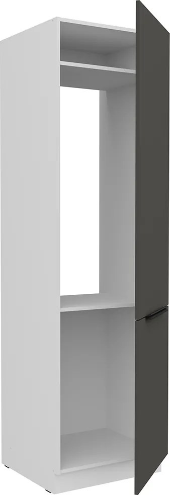 ARIA po | vysoká skříňka 60 LO-210 2F na vestavnou lednici | 60 cm | ANTI FINGERPRINT povrch | bílá/šedá grafit