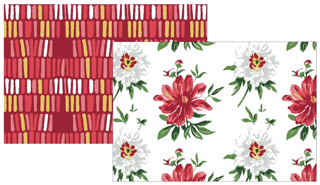 Home Elements Prostírání bavlna Květiny a proužky 33 x 45 cm