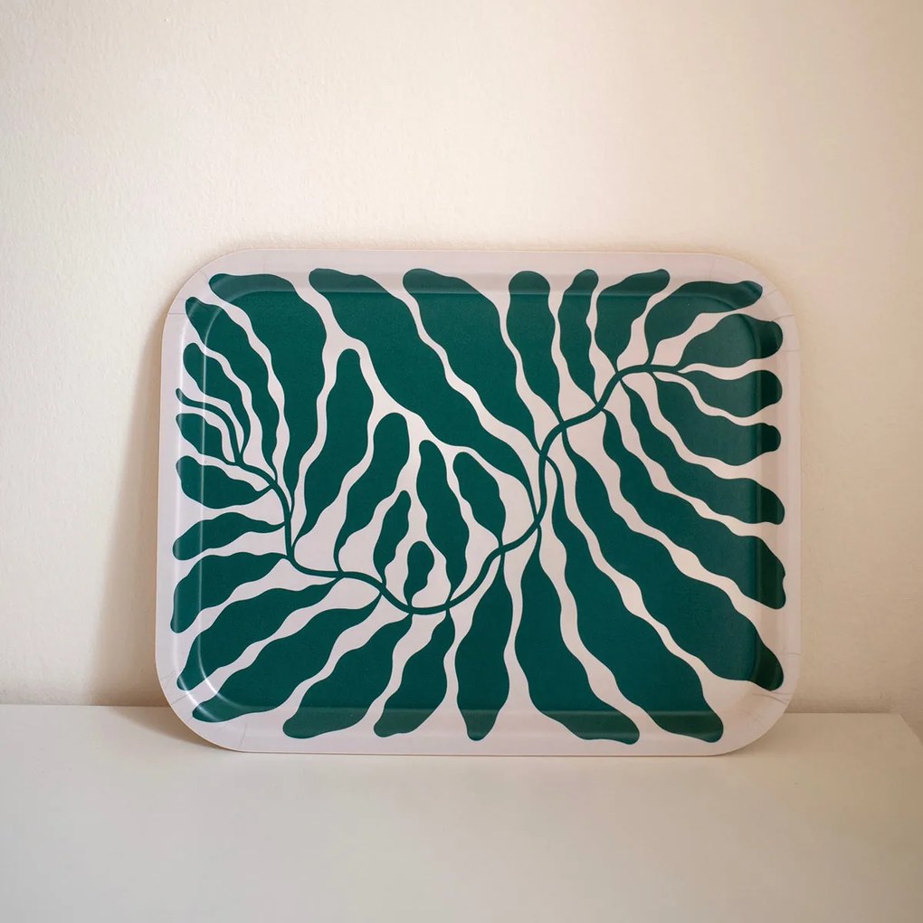 Wrap Ilustrovaný Tác dřevěný Art Trays by Linnéa Andersson střední zelený