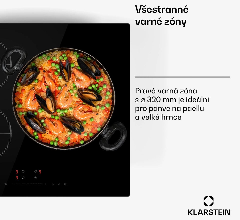 Klarstein Indukční varná deska Delicatessa Paella, Paella zóna, Power Boost, Posuvné ovládání