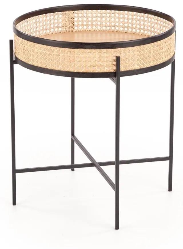 Konferenční stolek Lanipa, ratan / černá