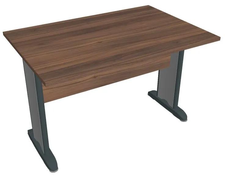 Stůl jednací rovný 120 cm - Hobis Cross CJ 1200 Dekor stolové desky: ořech, Dekor lamino podnože: ořech, Barva nohou: černá