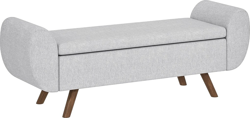 HOMCOM Úložná Lavice 53,8L Ottoman Úložný Box na Konci Postele s Polstrovaným Lněným Sedákem a Opěrkami Rukou, pro Obývací Pokoj, Ložnici, Předsíň, 13