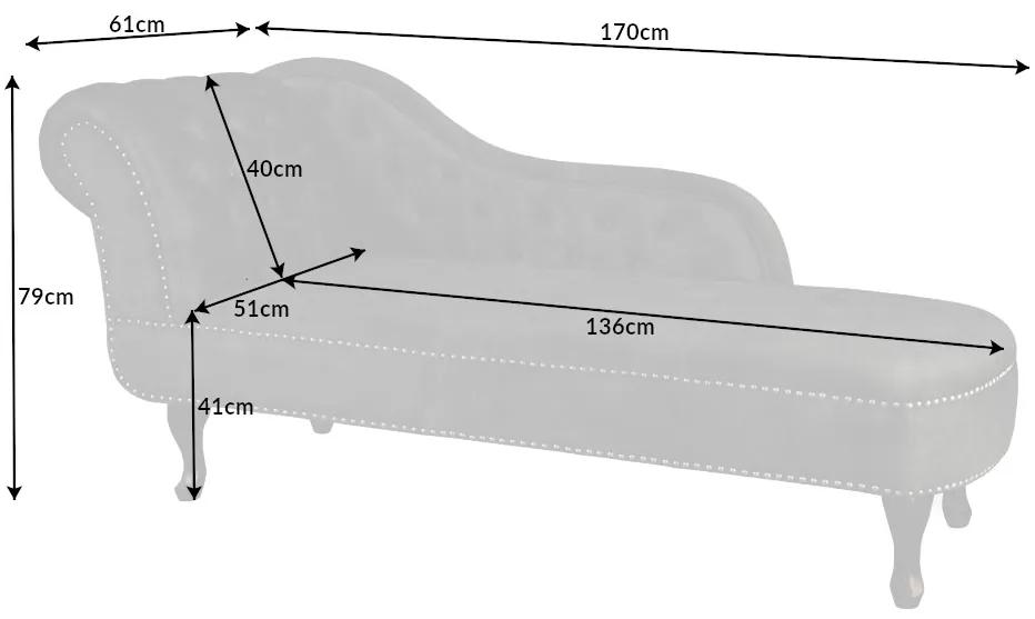 Designová lenoška Chesterfield 170 cm šedý samet