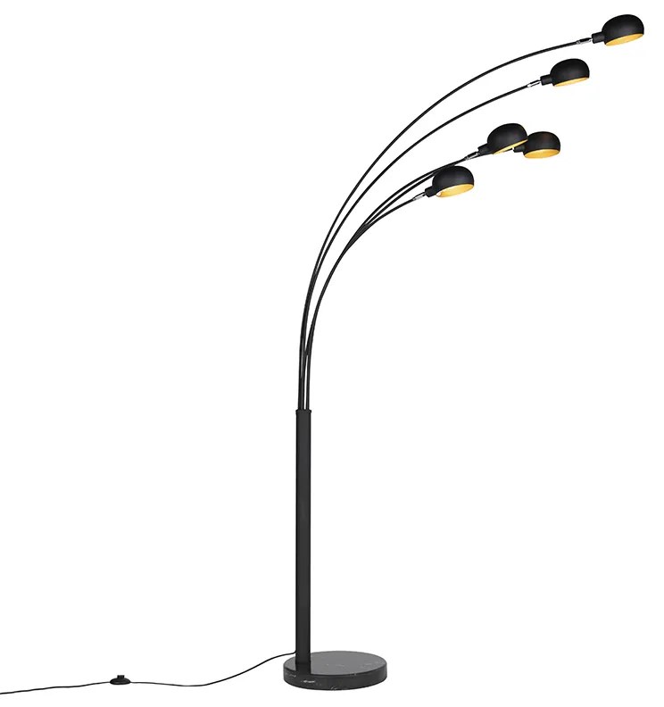 Designová stojací lampa, černá, 5 světel, Sixties Marmo