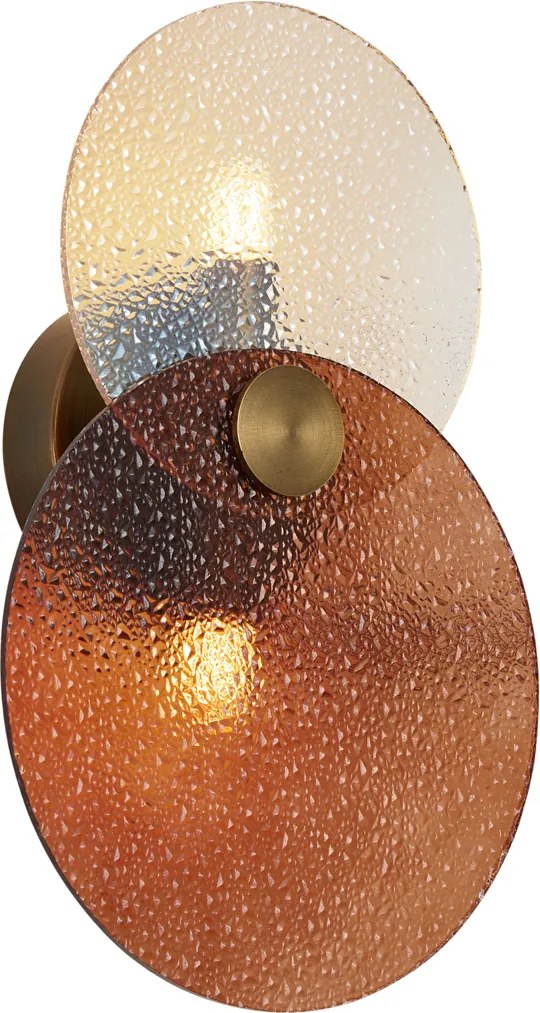 Nástěnná lampa Art Deco tmavý bronz s jantarovým sklem, 2 světla - Text