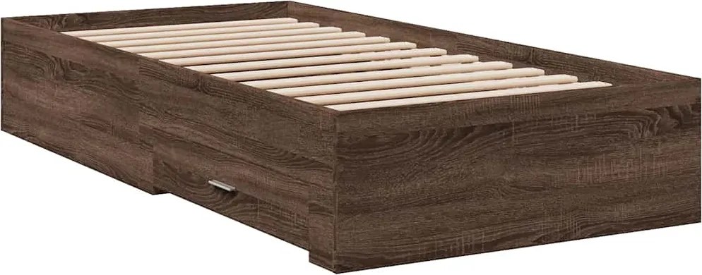 Rám postele se zásuvkami hnědý dub 75 x 190 cm kompozitní dřevo 3280446