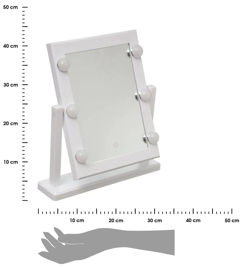 Stolní zrcadlo s LED osvětlením Chase, bílé