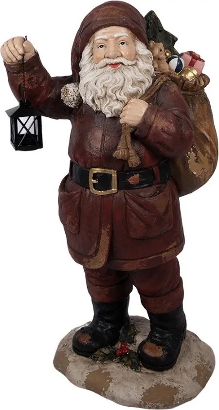 Veliká dekorativní figurka Santa Claus s dárky a lucernou - 37*39*82 cm