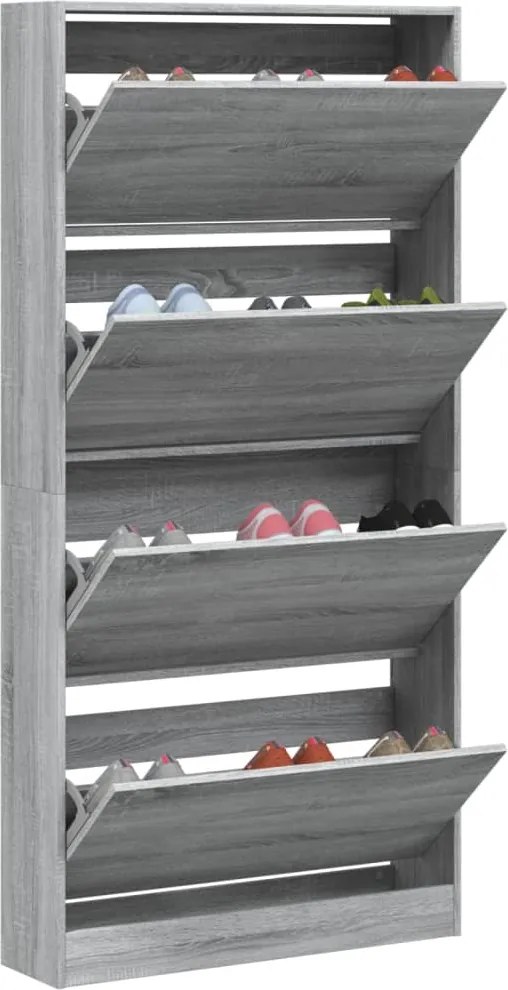 Botník se 4 výklopnými zásuvkami šedý sonoma 80 x 21 x 163,5 cm 3214369