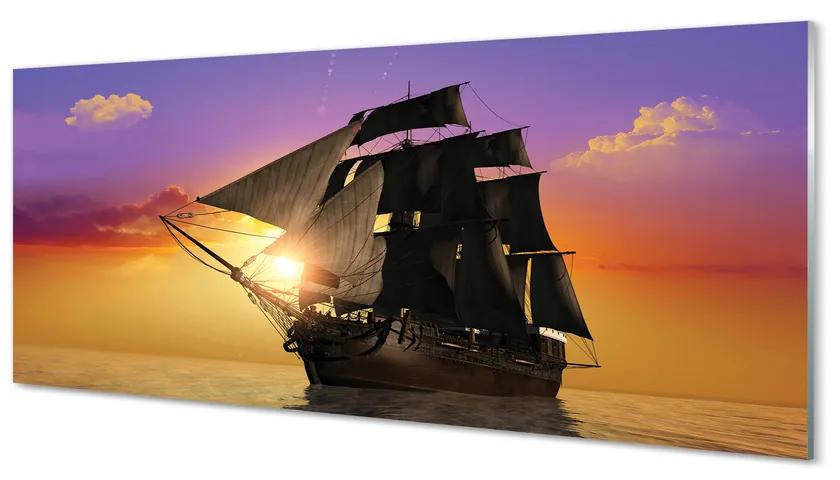 akrylový obraz Barevné nebe ship sea 120x60 cm