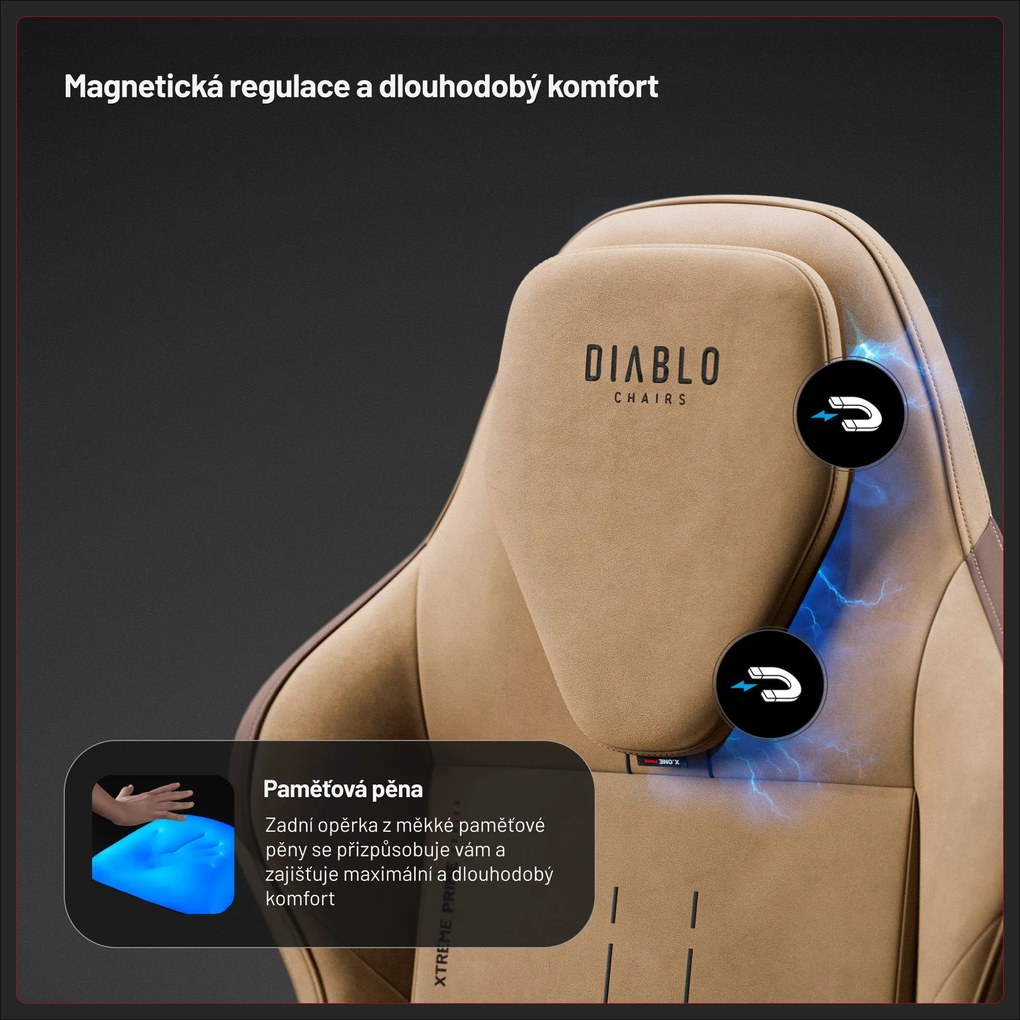 Herní látková židle hnědá, Normal Size: Diablo X.One Prime Camel Brown