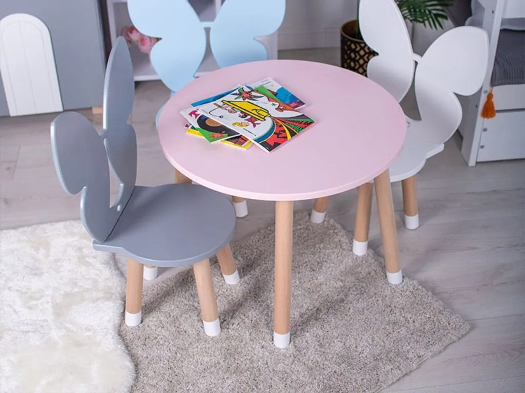 Manibox Kulatý dětský stůl ze dřeva + jméno ZDARMA Zvolte barvu: Bílá