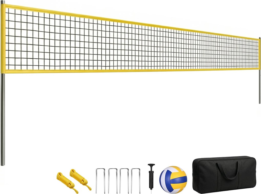 SPORTNOW sada badminton/volejbal – nastavitelná síť s ocelovými tyčemi, přenosný set s míčem a taškou | Aosom
