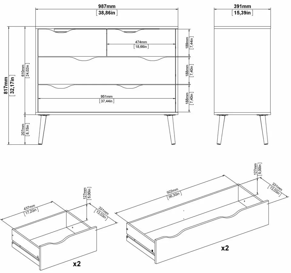 Tvilum Komoda Retro 395 bílá/dub sonoma