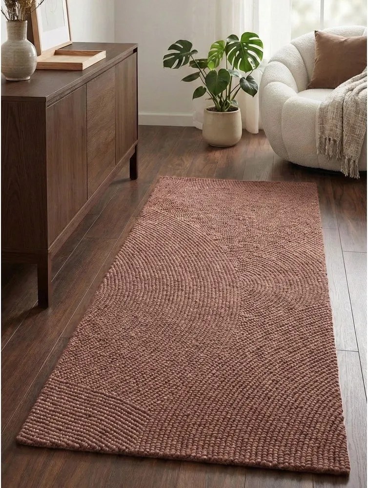Ručně tkaný vlněný běhoun v terakotové barvě 80x200 cm Calmio – Hanse Home