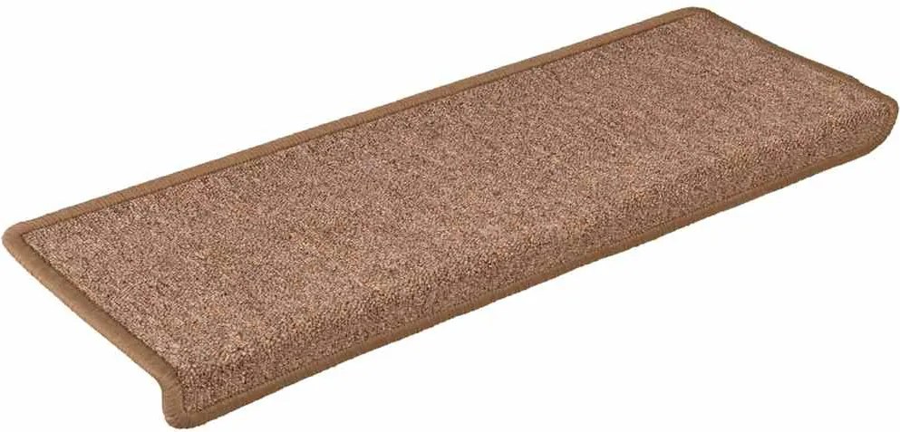 Schodové rohože 15 ks 65 x 21 x 4 cm hnědé s obdélníkovým okrajem 326196