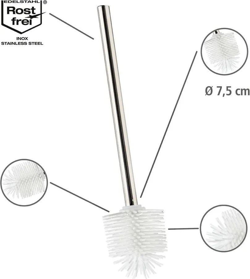 Snímatelný silikonový kartáč 7,5 cm, barva bílá, Wenko
