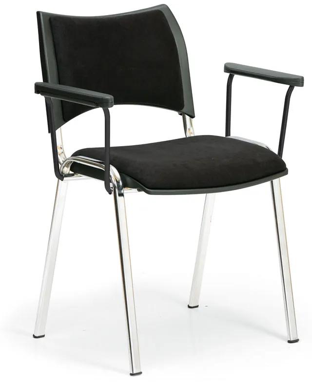 B2B Partner Konferenční židle SMART, chromované nohy, s područkami, černá