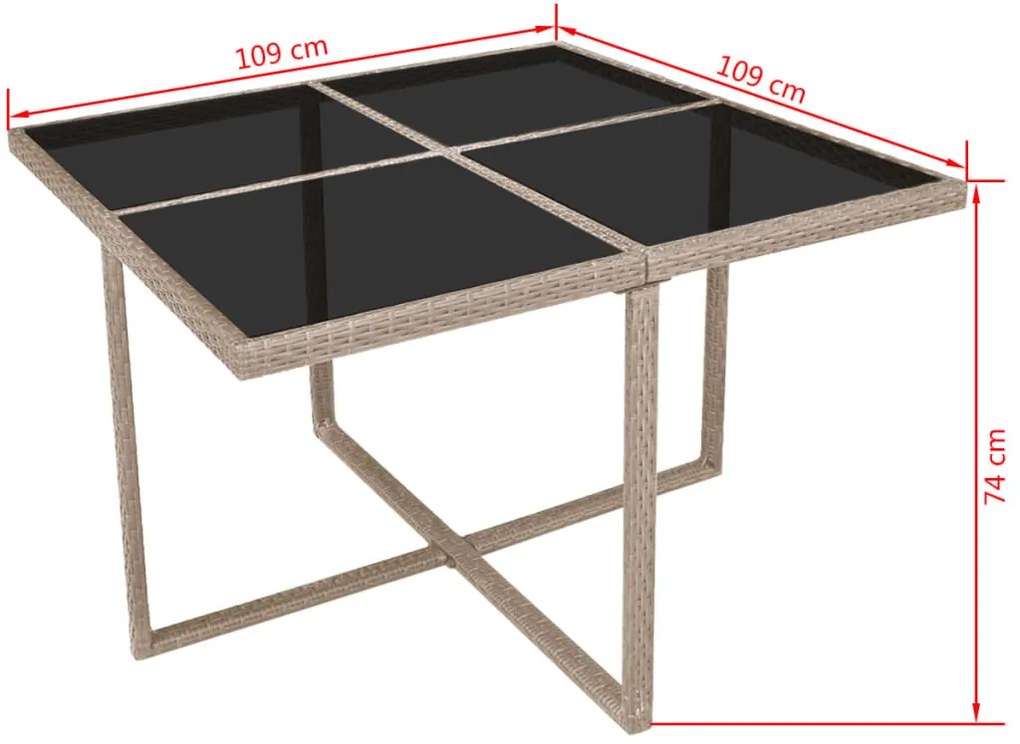 vidaXL Marketos 9dílný zahradní jídelní set s poduškami polyratan béžový