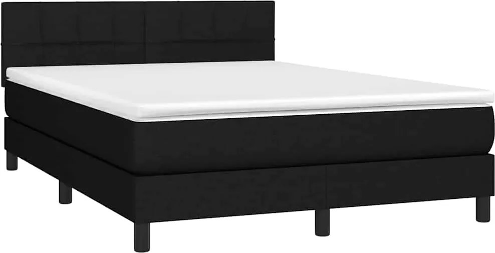 Box spring postel s matrací a LED černá 140x200 cm textil 3133159