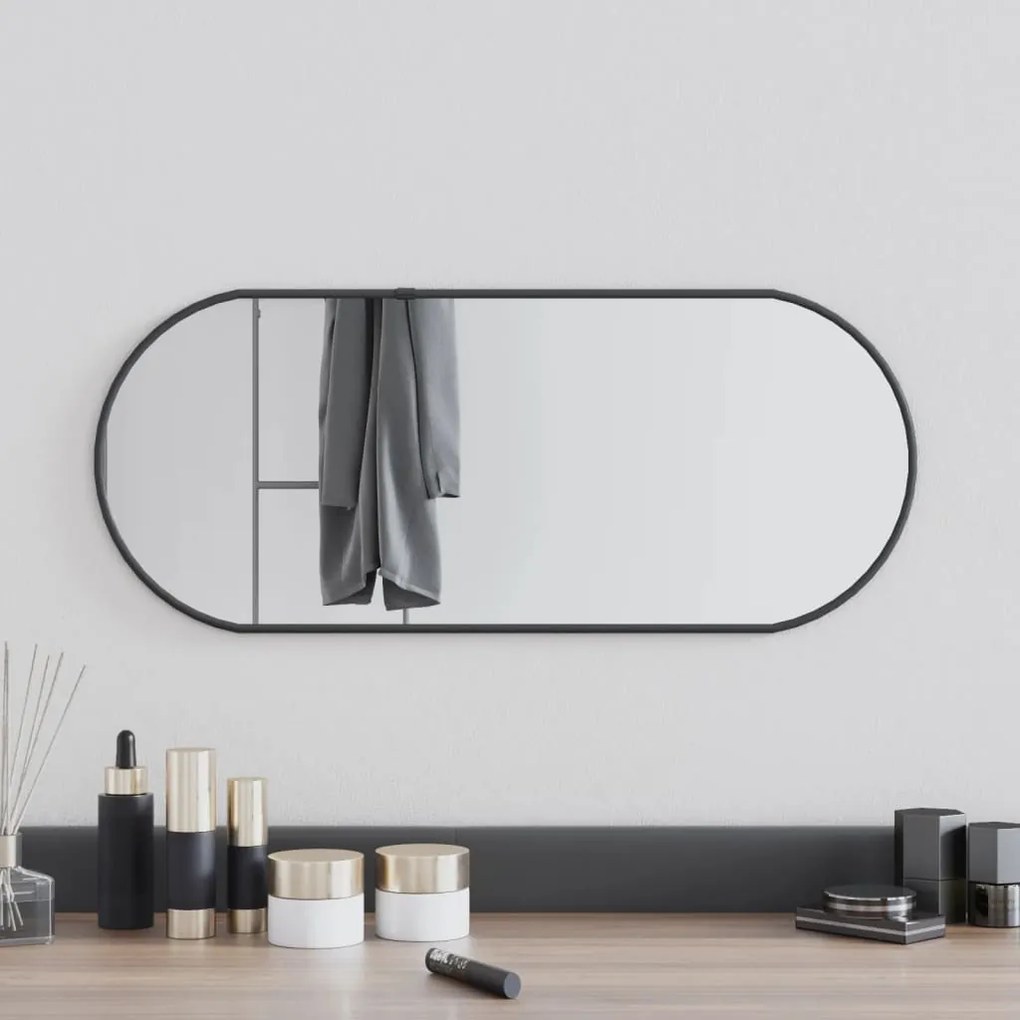 Nástěnné zrcadlo černé 60x25 cm oválné - Default Title