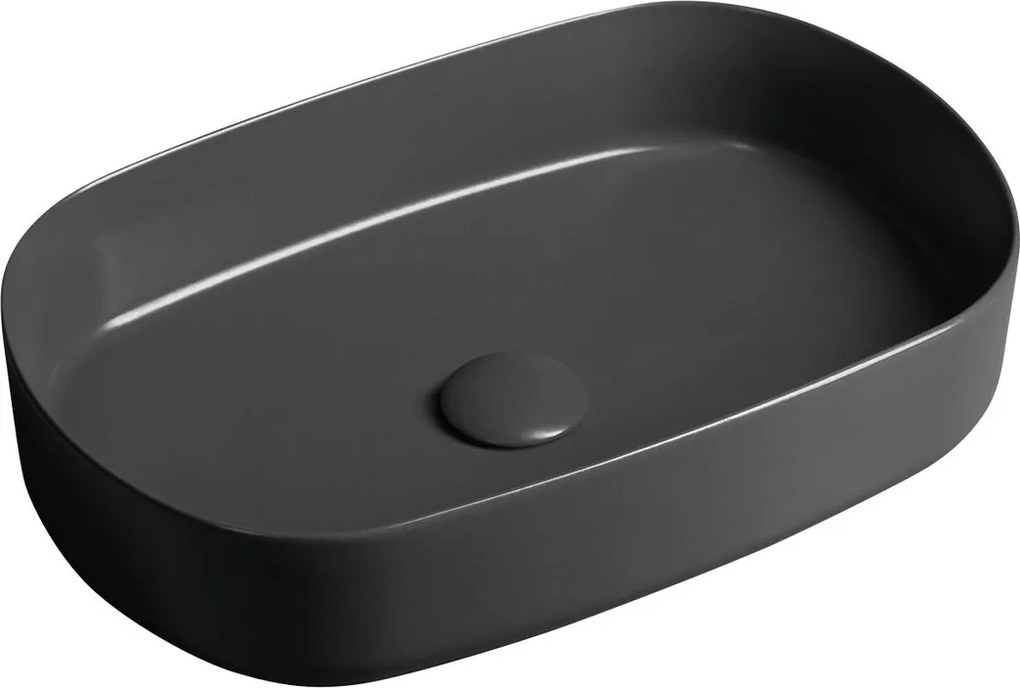 Isvea Isvea, INFINITY OVAL keramické umyvadlo na desku, 55x36cm, antracit, 10NF65055-2C