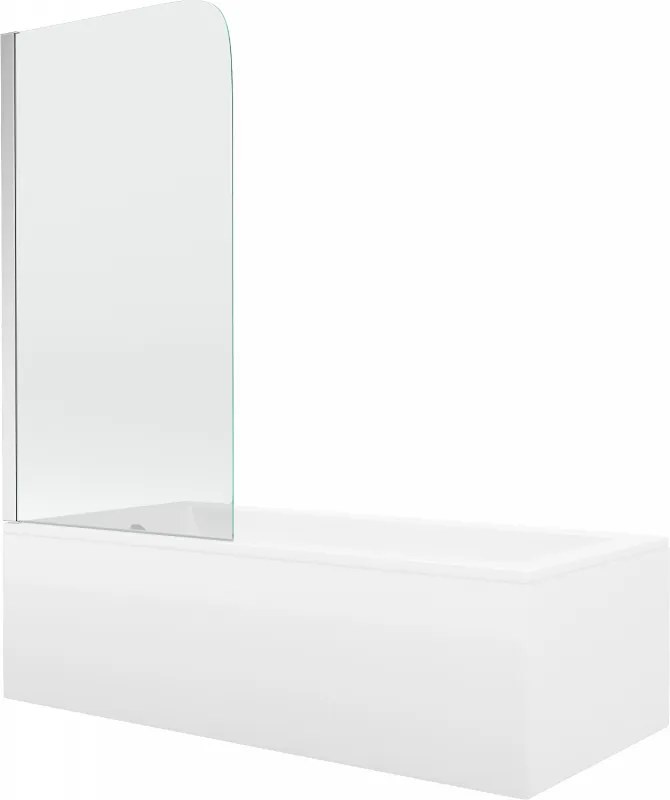 Mexen Cubik obdélníková vana 150 x 70 cm s krytem a 1dílnou zástěnou 70 cm, transparentní, chrom - 550315070X9007010100