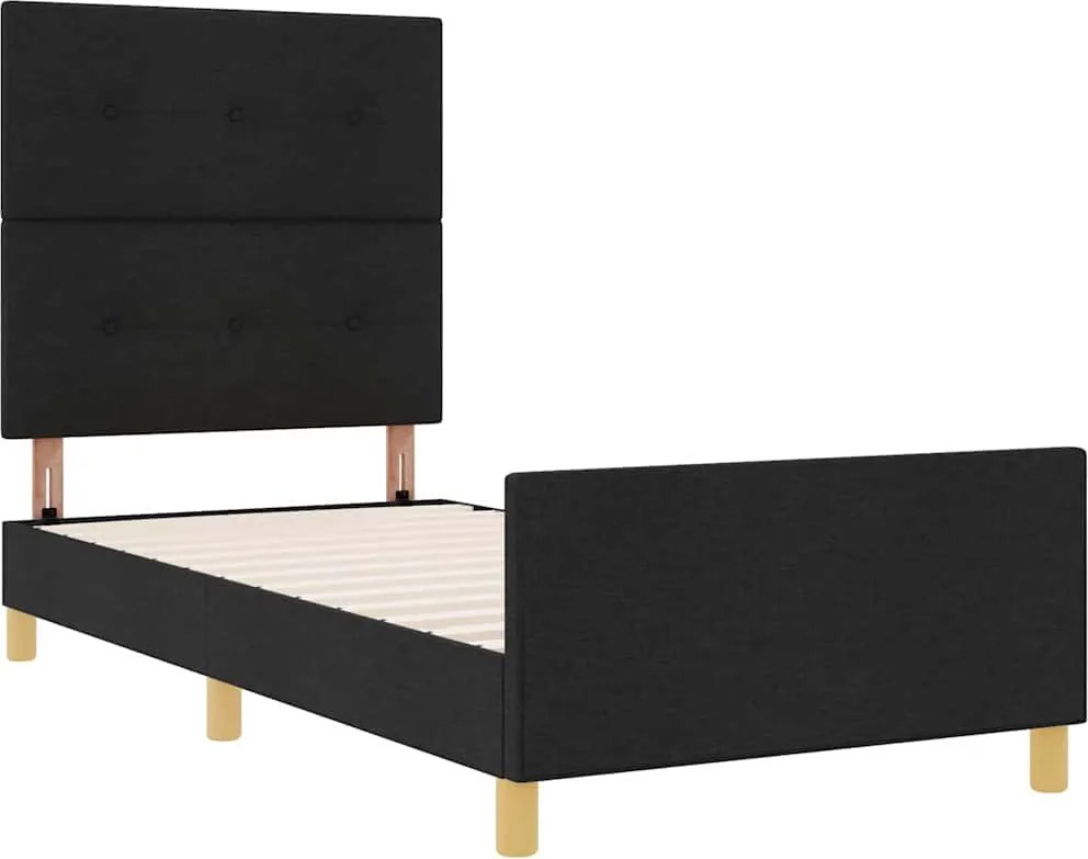 Rám postele s čelo Černá 90 x 190 cm textil 3344692