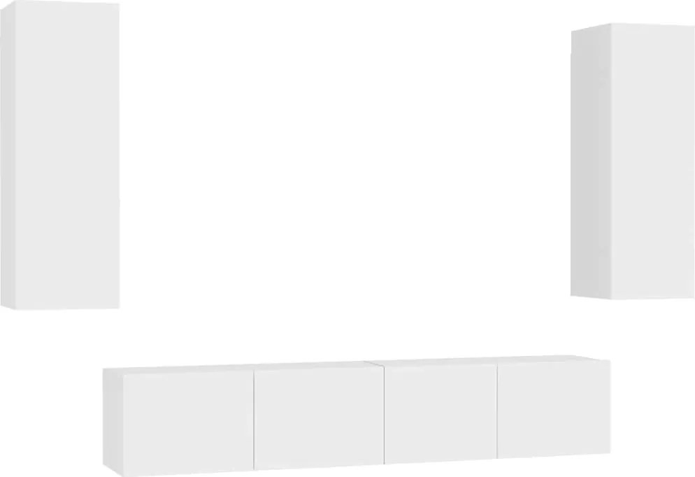 4dílný set TV skříněk bílý kompozitní dřevo 3074455