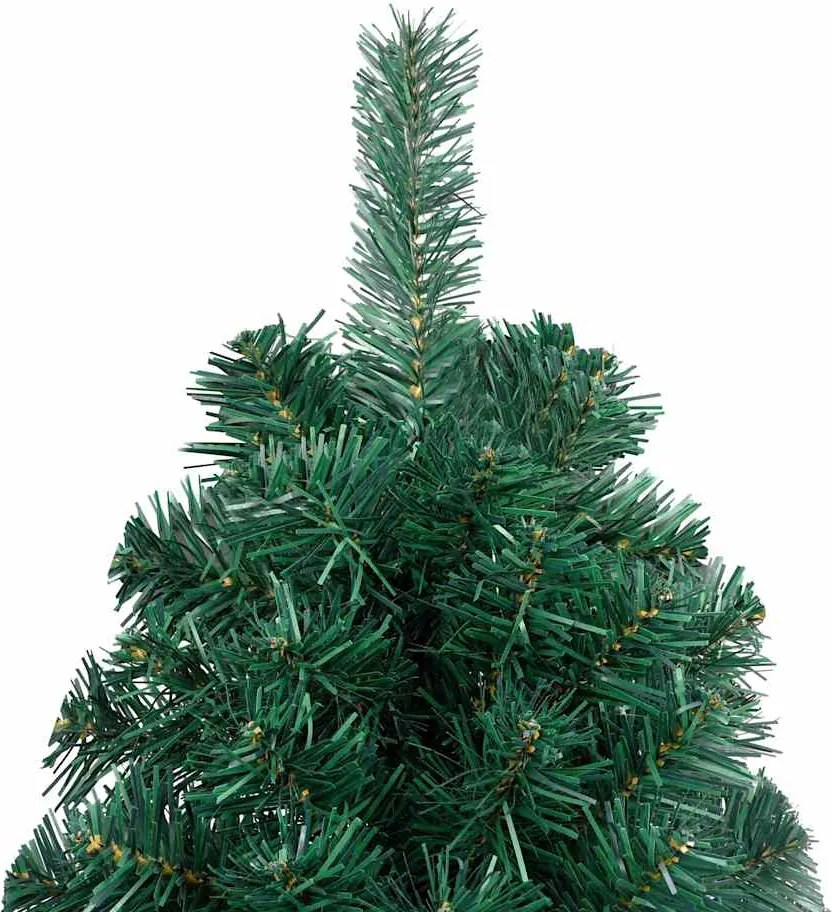 Umělý vánoční půl stromek s LED a sadou koulí zelený 120 cm 3077563