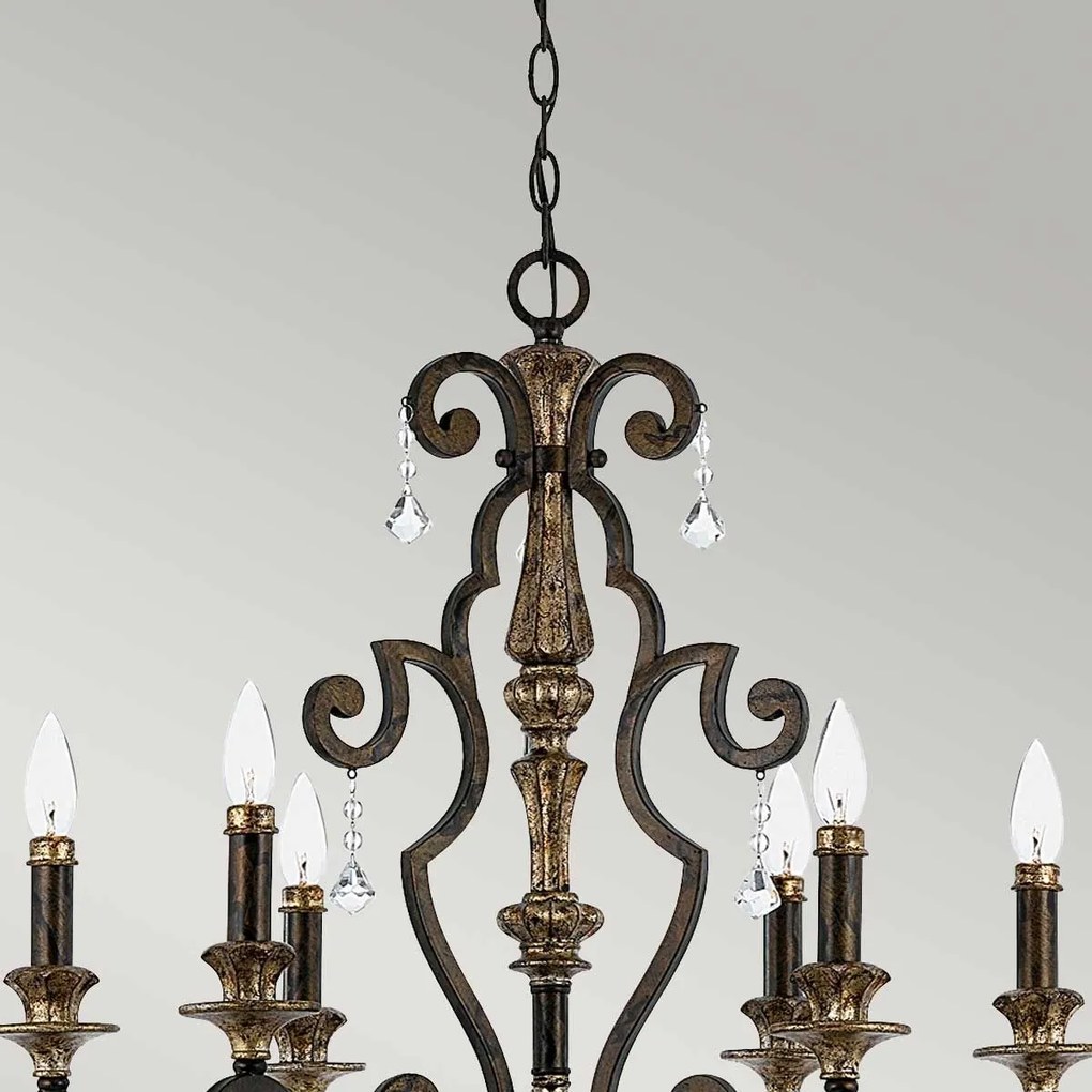 Elstead MARQUETTE A rustikální lustr 71 cm 6xE14 starý bronz
